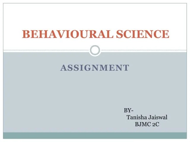 Behavioural Science Project Pdf