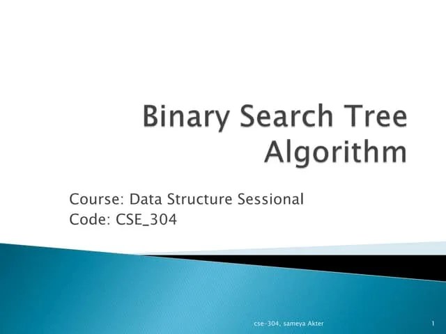Data Structure And Algorithms Binary Search Tree Ppt