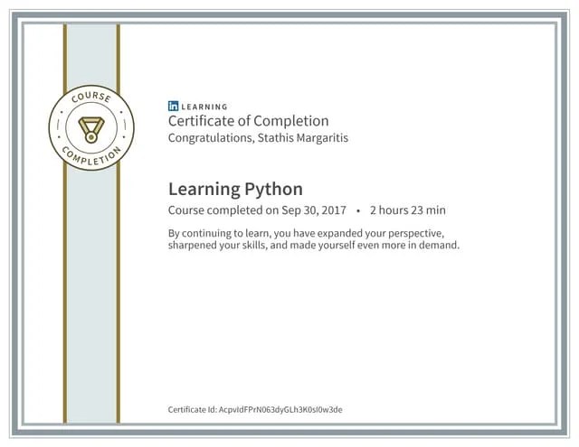 Certificate Of Completion Learning Python Pdf