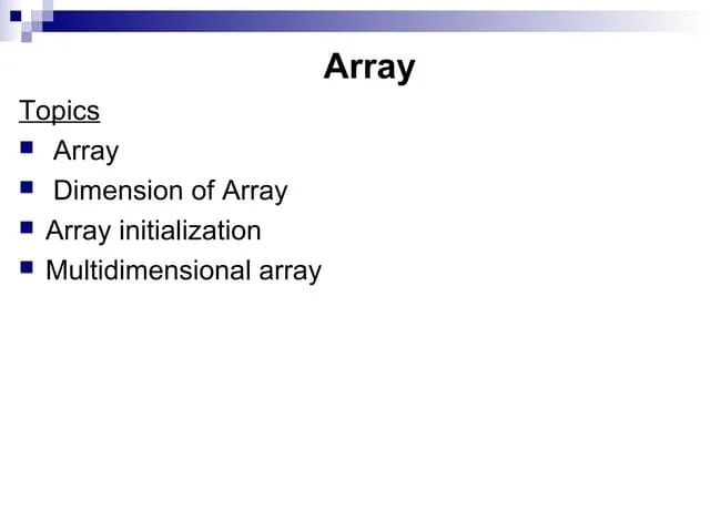 Array In C Ppt