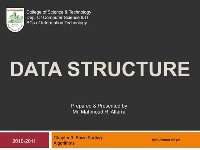 Chapter 3 Basic Sorting Algorithms Data Structure Ppt