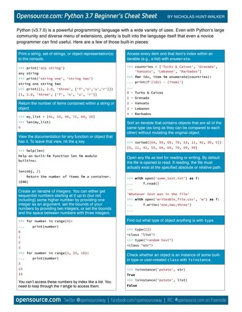 Cheat Sheet Python3 Pdf