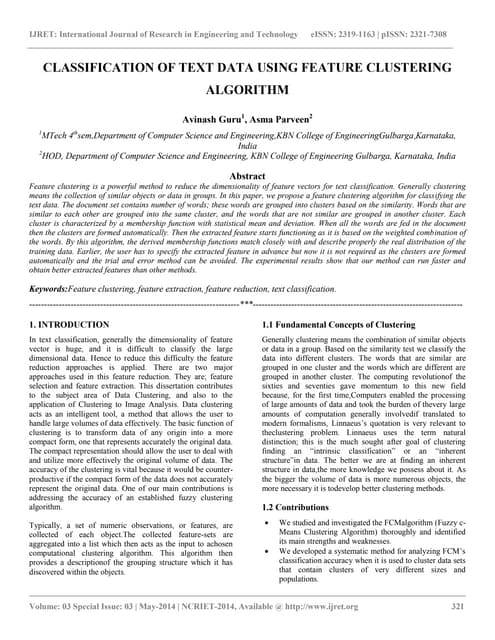 Classification Of Text Data Using Feature Clustering Algorithm Pdf