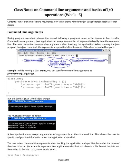 Command Line Arguments In Java Tutorial Pdf