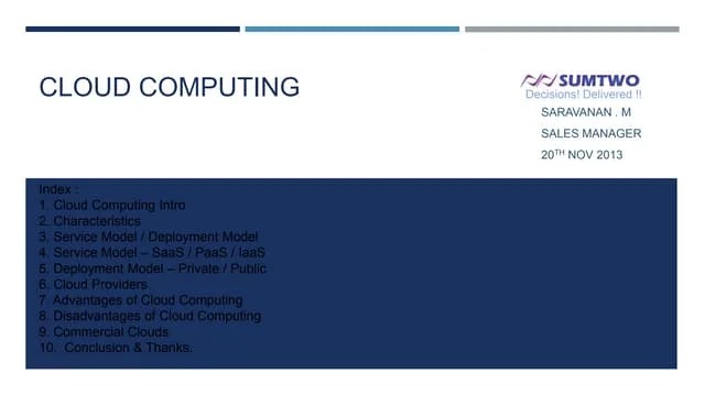 Cloud Computing Power Point Presentation Pptx