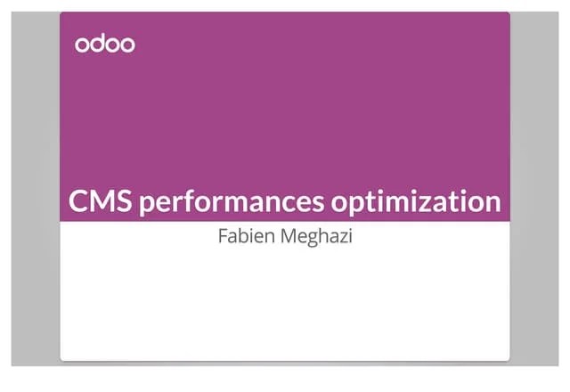Odoo Cms Performances Optimization Pdf