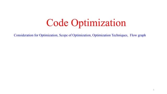 Code Optimization In Compiler Design Pdf