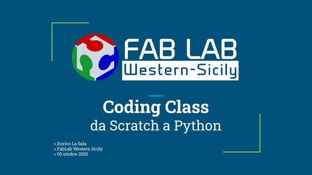 Coding Class Da Scratch A Python Ppt