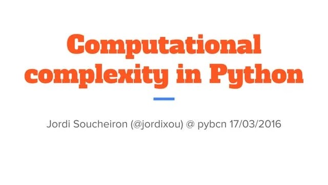 Computational Complexity In Python Pdf