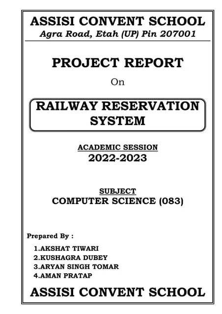 Class 12 Project Railway Reservation Pdf
