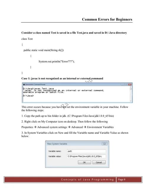 Very Basic Java Errors Ppt