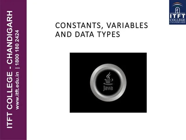 Itft Constants Variables And Data Types In Java Pdf