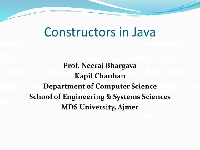 Constructors In Java Pptx