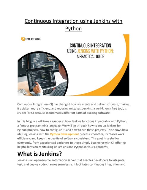 Continuous Integration Using Jenkins With Python Pdf