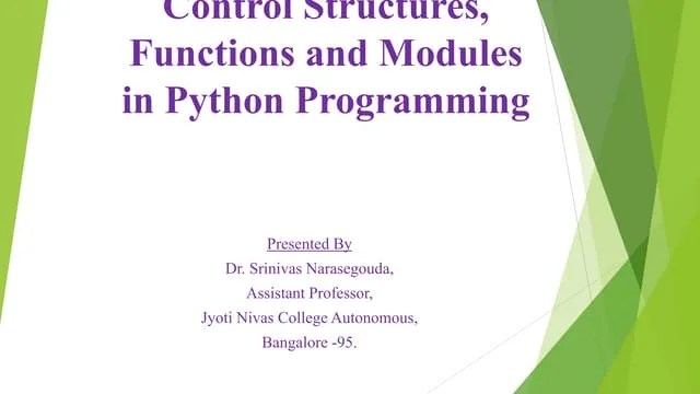 Control Structures Functions And Modules In Python Programming Pdf