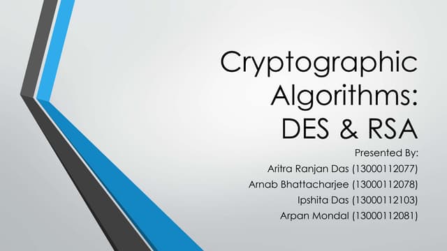 Cryptographic Algorithms Des And Rsa Pptx