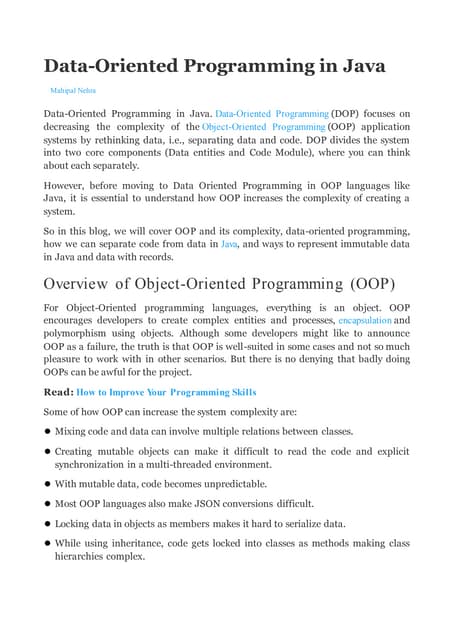 Data Oriented Programming In Java Pdf