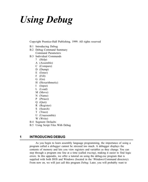 Debug Tutorial Pdf