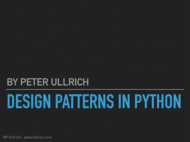 Design Patterns In Python Pdf