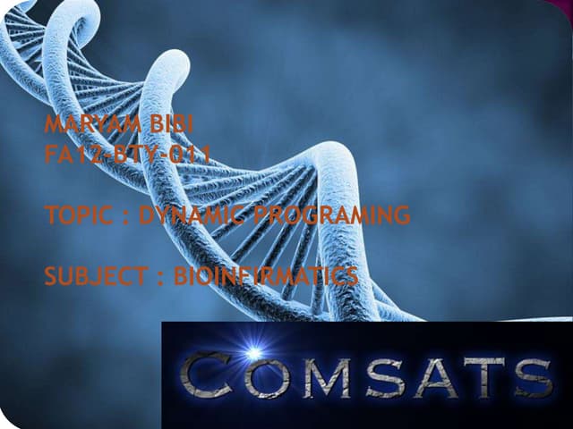 Dynamic Programming And Pairwise Sequence Alignment Pptx