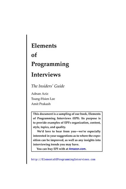Elements Of Programming Interviews Pdf