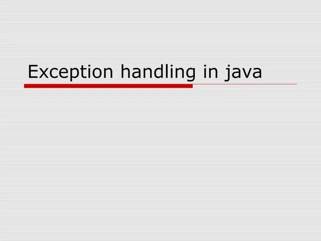 Java Exception Handling Pps