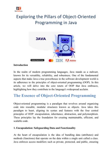 The Four Pillars Of Object Oriented Programming Ppt