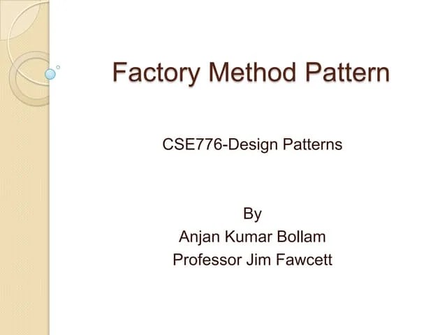 Design Pattern Factory Method Pattern Pptx