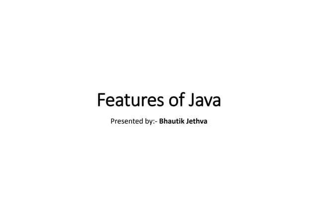 Features Of Java Programming Language Pptx