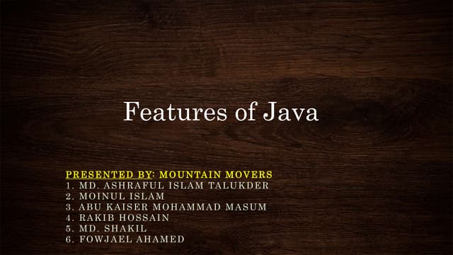 Features Of Java Pptx