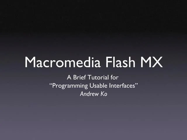 Flash Tutorial Ppt
