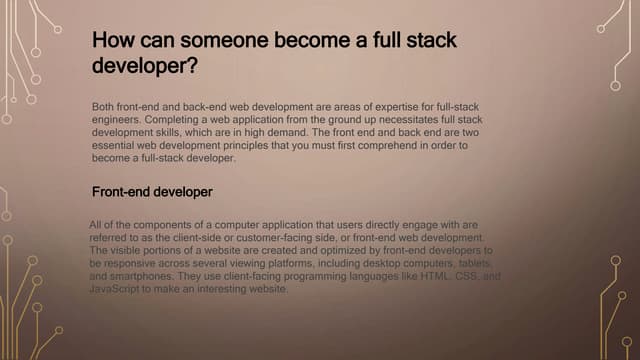 What Is A Full Stack Developer And What Do They Do Connect Infosoft Pdf