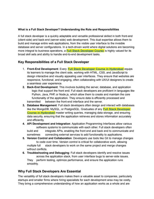 Full Stack Developer Course Pptx
