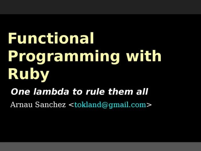 Functional Programming With Ruby Pdf