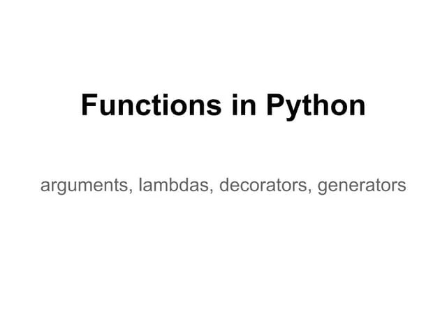 Functions In Python Pdf