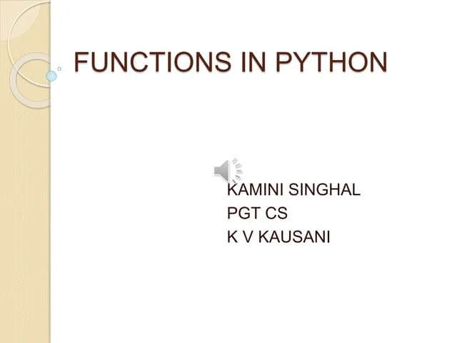 Functions In Python Pptx