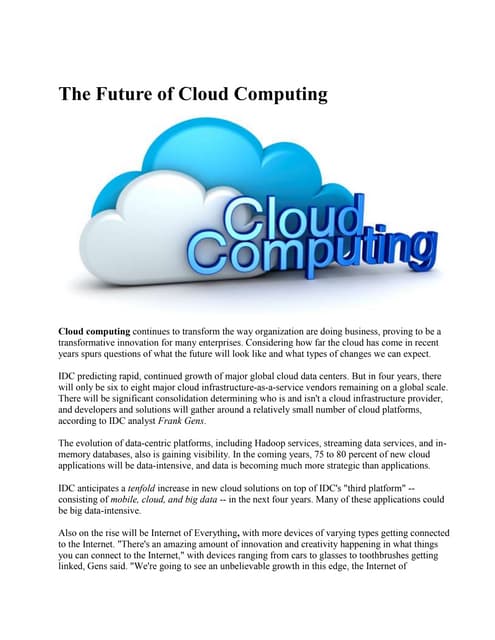 The Future Of Cloud Computing Docx