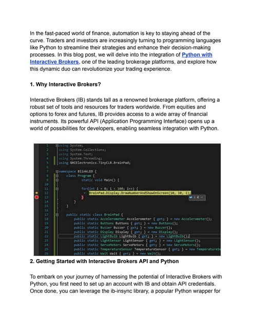 Getting Started With Interactive Brokers Api And Python Pdf