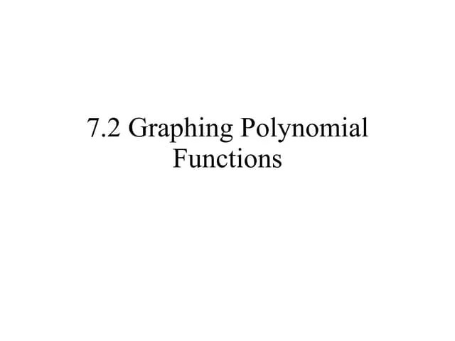 Graphs Of Polynomial Functions Pptx