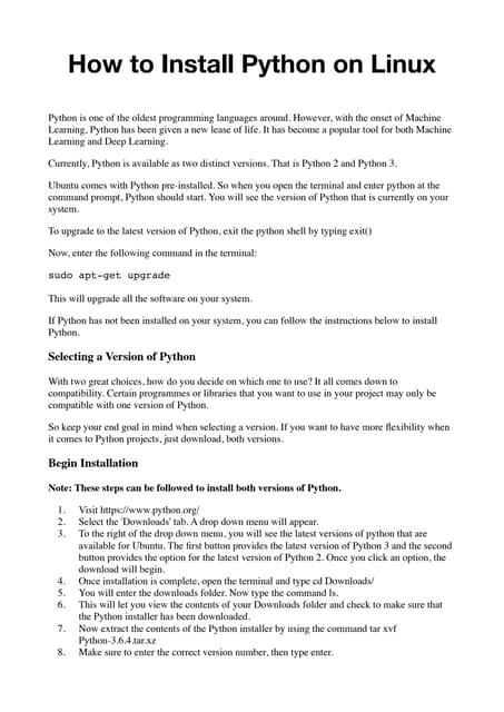How To Install Python On Linux Pdf
