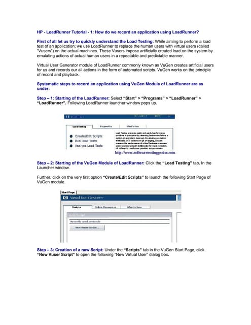 Hp Load Runner Tutorial 1 How Do We Record An Application Using Load