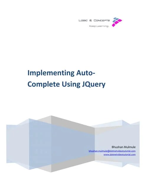 Implementing Auto Complete Using Jquery Pdf