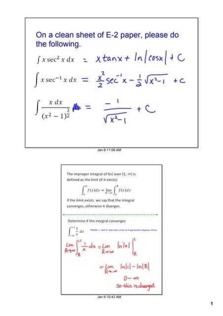 Improper Integrals Notes Pdf
