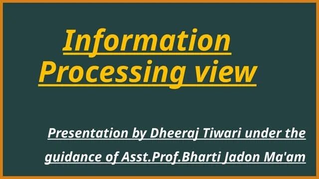 Information Processing View Related To B Ed Pptx