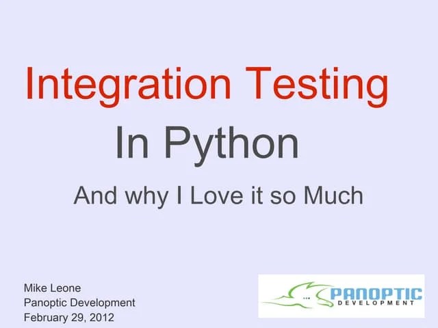 Integration Testing In Python Odp