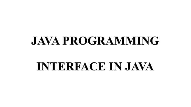 Interface In Java Pptx
