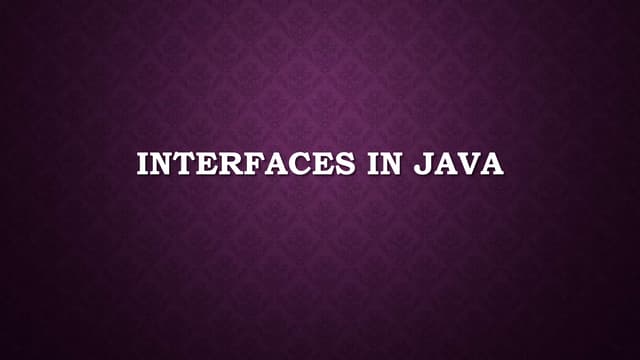 Interfaces In Java Pptx