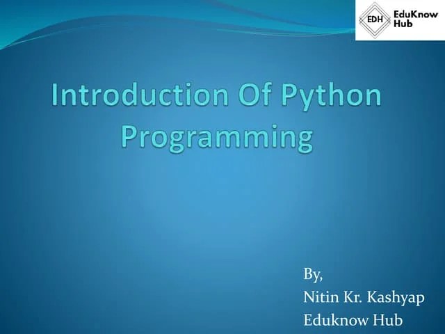 Why Python Introduction Pdf