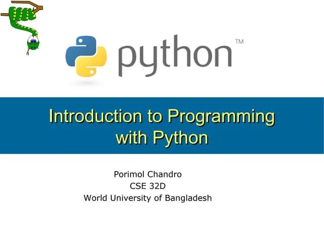 Introduction To Programming With Python Odp
