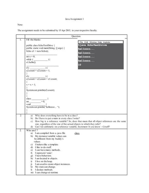 Java Assignment 1 Docx